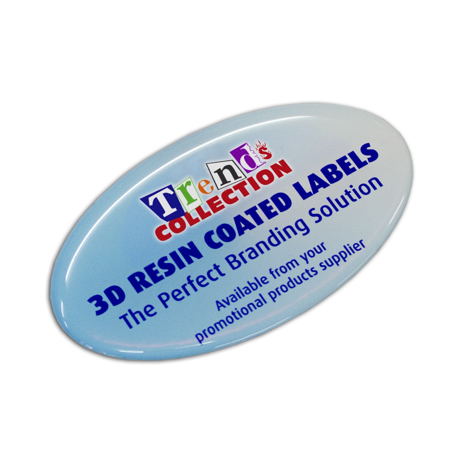 Personalise Resin Coated Labels 74 x 43mm Oval with Text | Pens.com